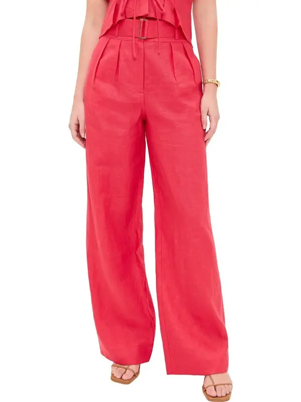 HEVRON Alina Wide Leg Pants - Bright Red