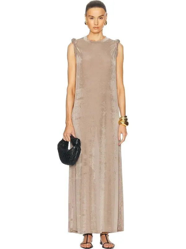 Ami Short Sleeve Long Dress - Ash
