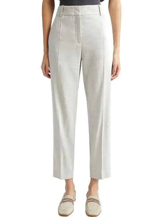 Eleventy Slim Fit Linen And Wool Pants - Light Melange Grey
