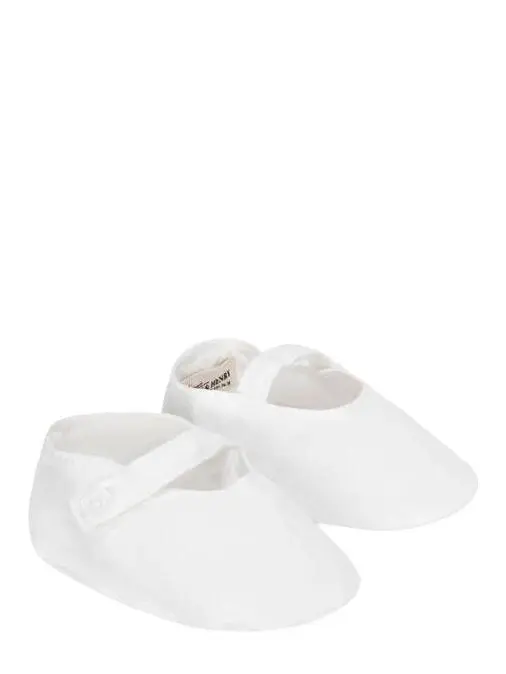HOPE & HENRY Baby Linen Slipper Booties - Soft White Linen Strap
