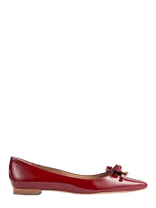 LK BENNETT Mabel Bow-embellished Patent-leather Ballet Flats - Red-red