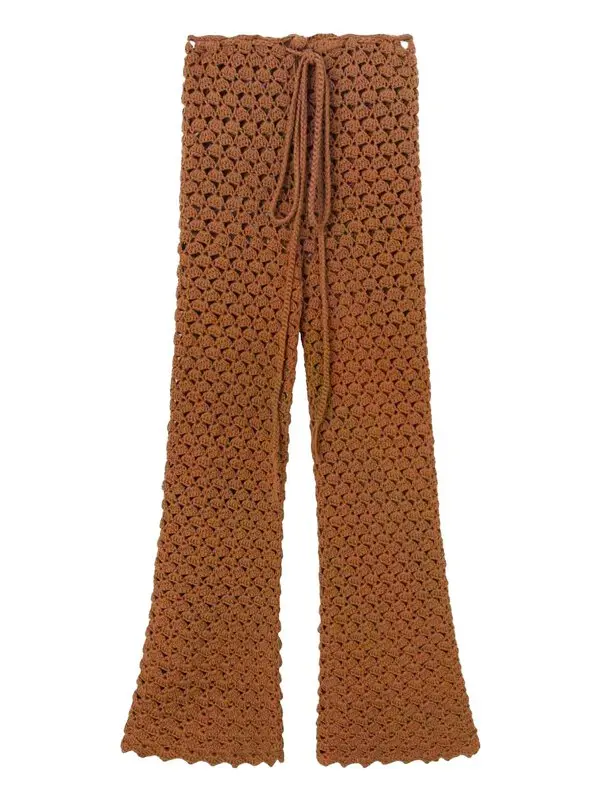 Ermanno Scervino Crochet-knit Cotton Trousers - Brown
