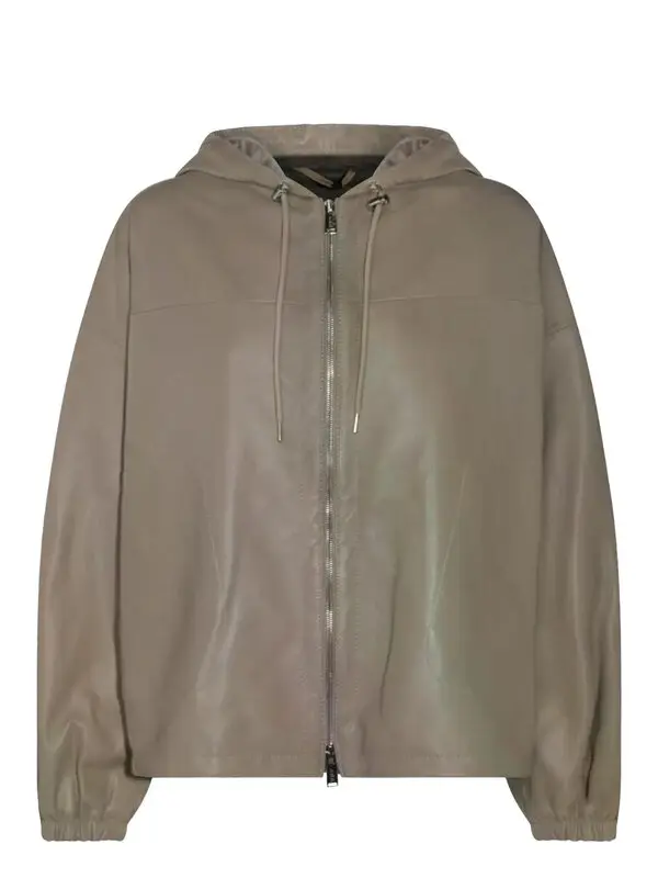 Add Leather Bomber Jacket - Neutrals