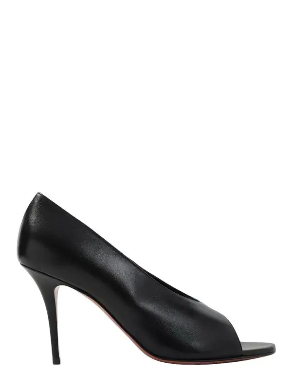 Amina Muaddi Leather Stiletto Pumps - Black