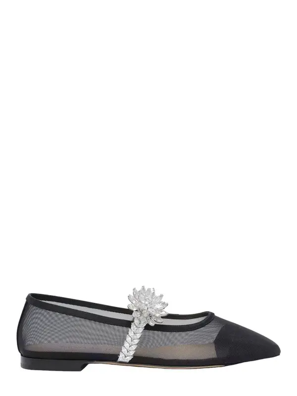 Mach & Mach Lotus Flower Ballet Flats - Black