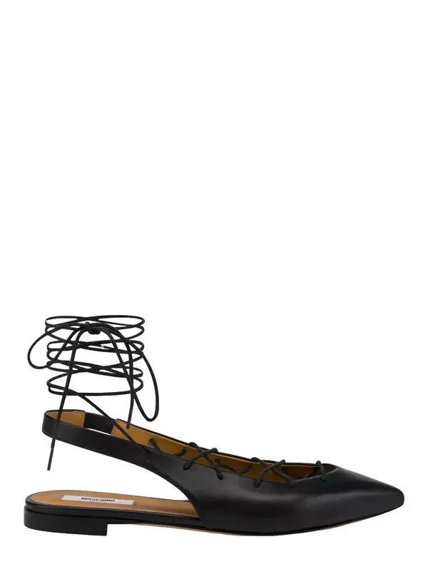 Moschino Lace-up Ballerina Shoes - Black