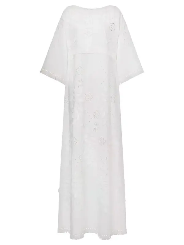 Alberta Ferretti Broderie Anglaise Maxi Dress - White
