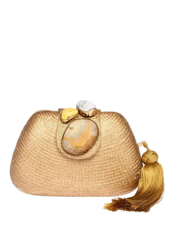 RAFE Tamu Stone Tassel Clutch Bag - Gold