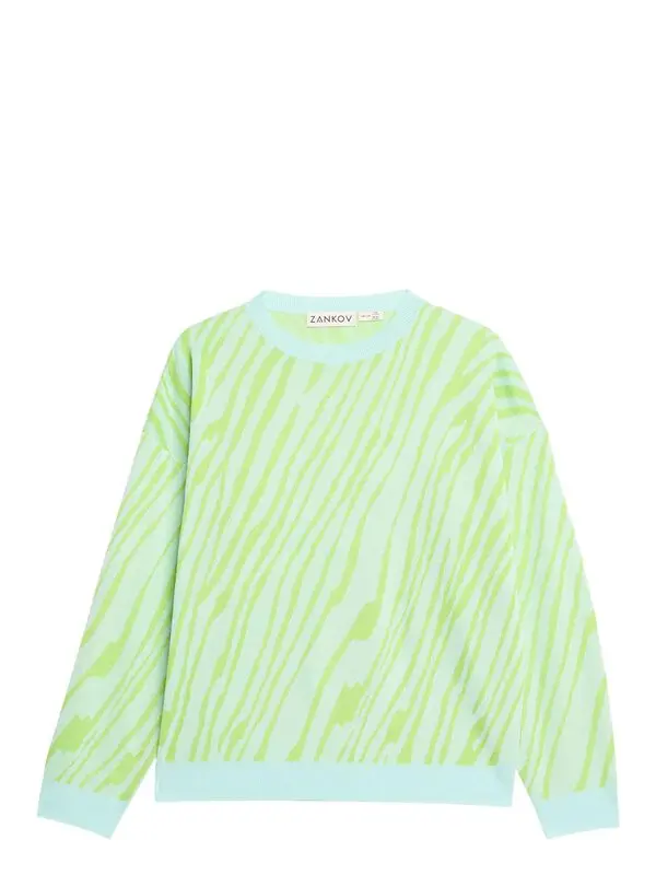 ZANKOV Caro Abstract Stripe Sweater - Lime Multi