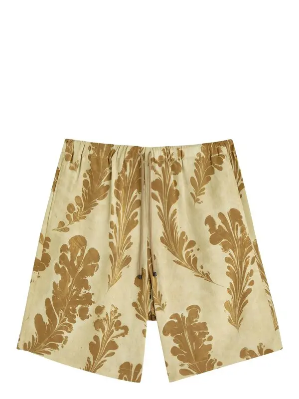 Dries Van Noten Printed Satin Shorts - Gold