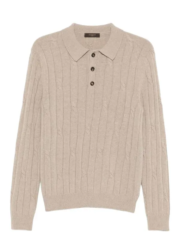 ZANONE Cable-knit Polo Sweater - Beige