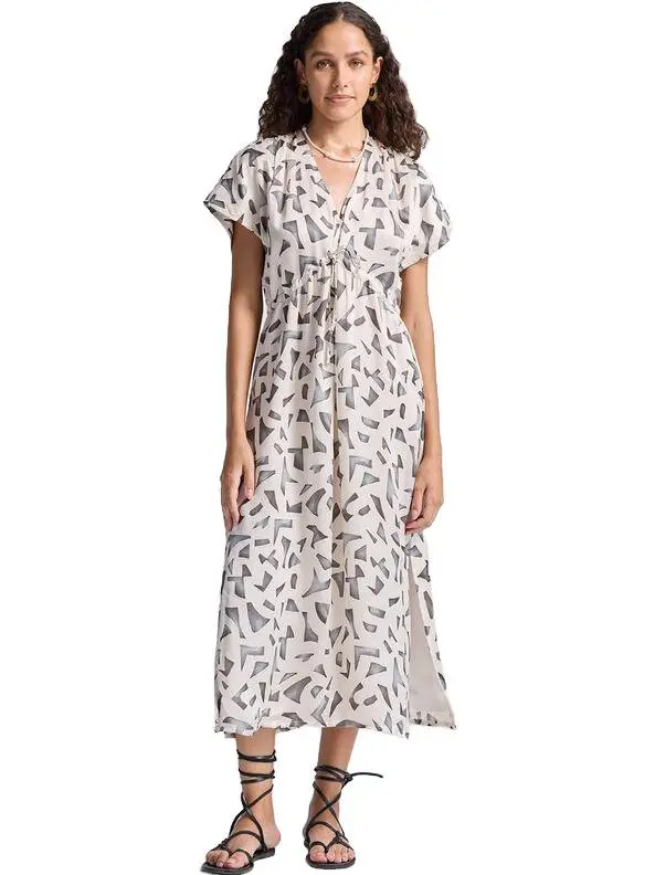 REISTOR Gathered Maxi Dress With Side Slits - Multicolor
