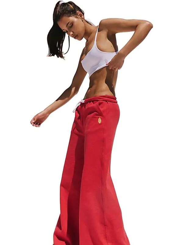 Free People For The Win Wide-leg Pants - Cranberry
