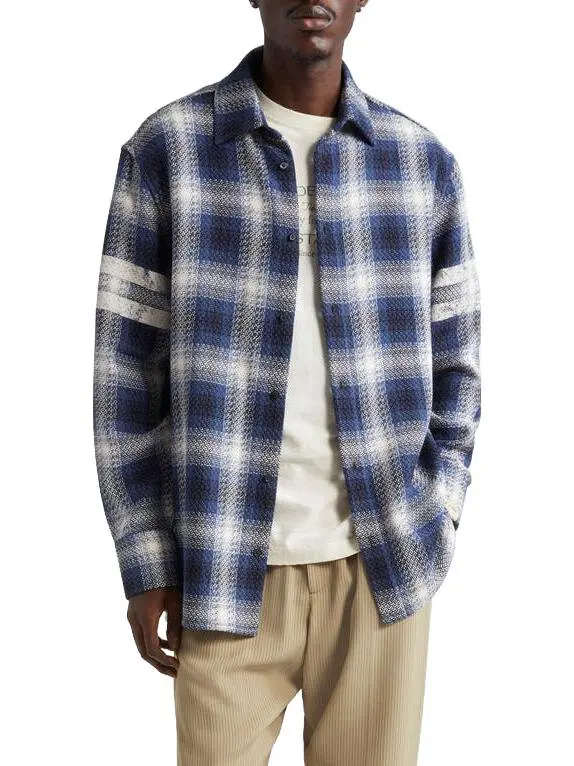 Golden Goose Journey Nolwenn Plaid Button-up Overshirt - Ice/ Indigo