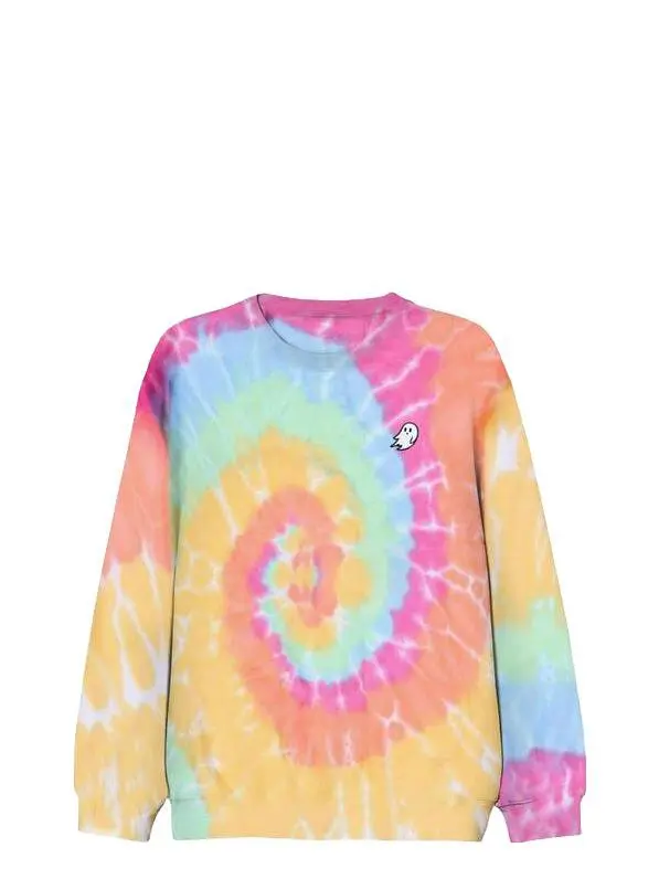 DALIX Ghost Tie Dye Crewneck Sweatshirt - Tie Dye Rainbow
