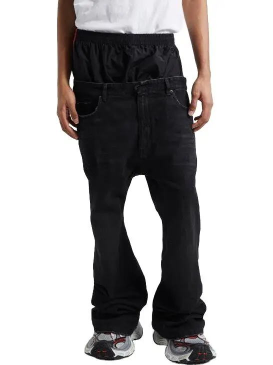 Balenciaga Layered Flare Leg Jeans - 6412 Midnight