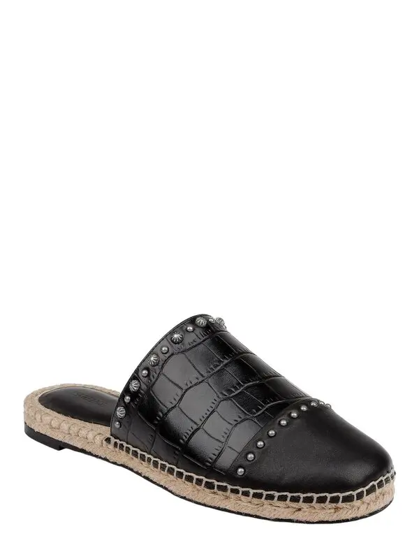 L'Agence Helenor Croc-embossed Mule - Black Croco Embossed
