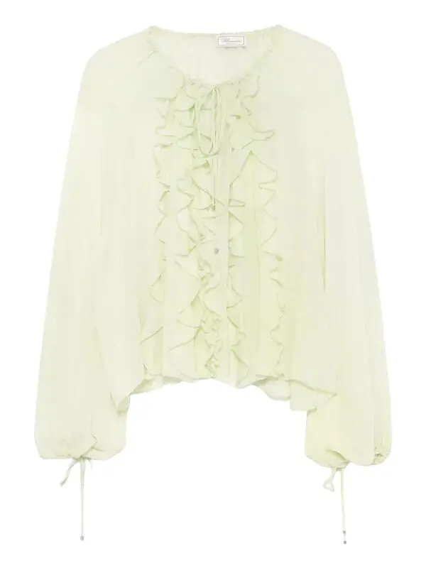Blumarine Georgette Ruffled Blouse - Green