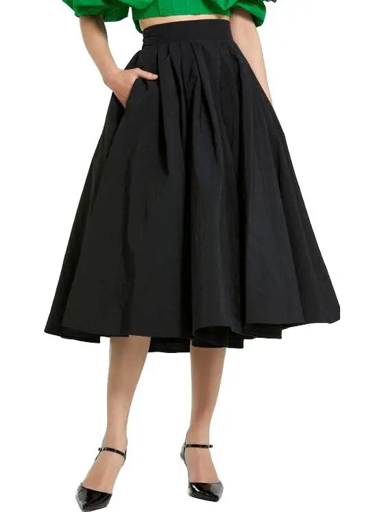 Mac Duggal Faille A-line Midi Skirt - Black