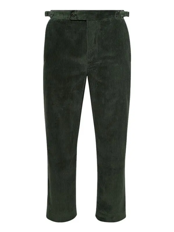 BODE Corduroy Trousers With Side Buckle Detail - Green
