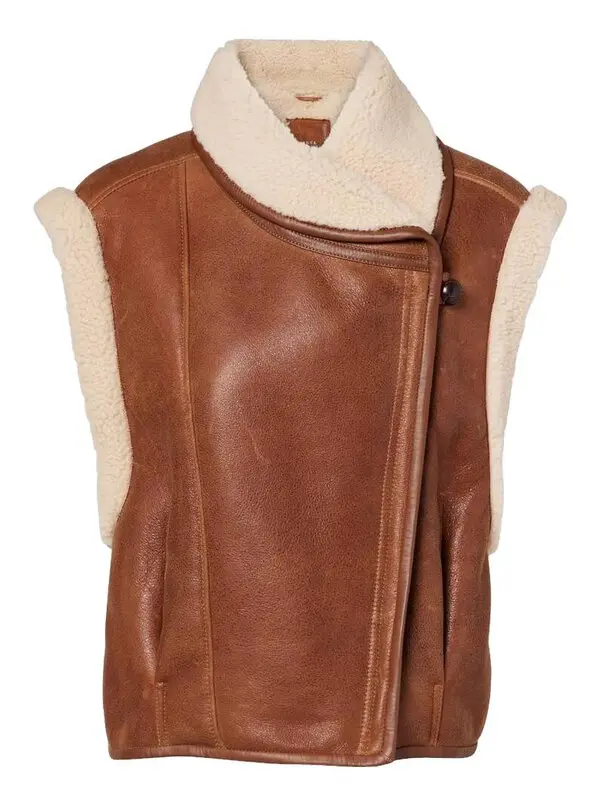 Isabel Marant Alime Shearling-trimmed Leather Vest - Brown