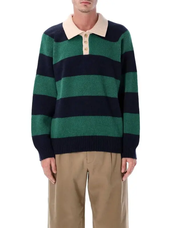 Howlin' Absolute Polo Striped Wool Sweater - Green Fantasy