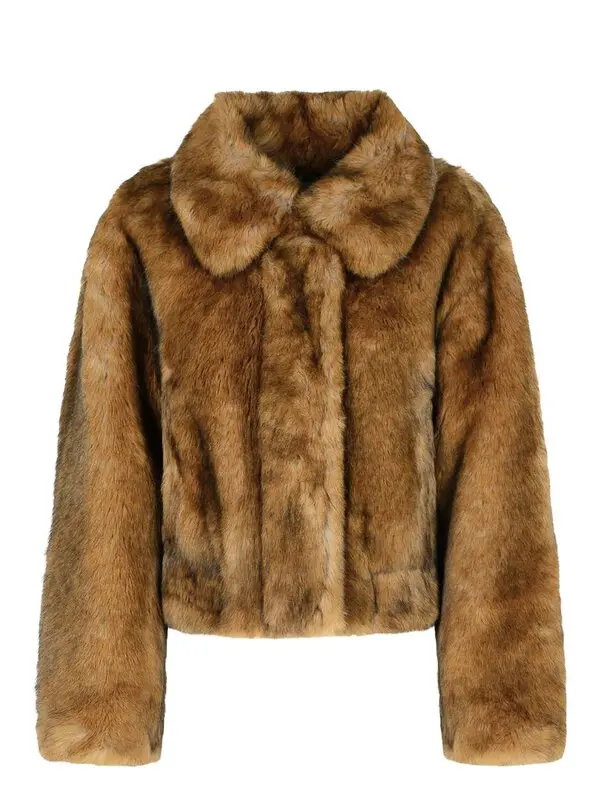 STAND STUDIO Lena Faux Fur Jacket - Brown