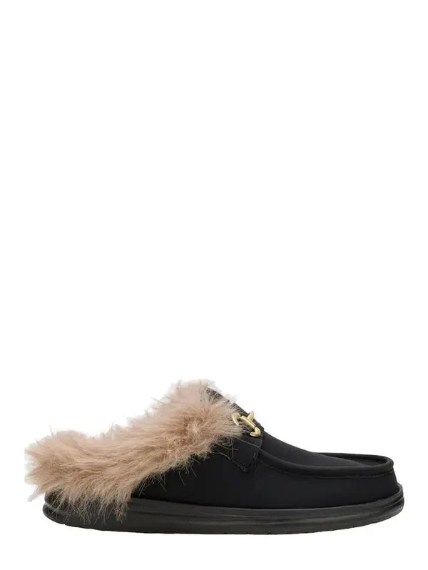 HEY DUDE Wally Fur-lined Loafer - Black