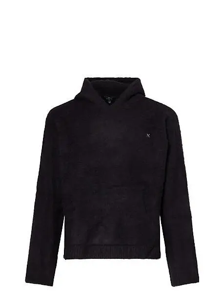 REPRESENT Textured Borg Knitted Hoodie - Jet Black