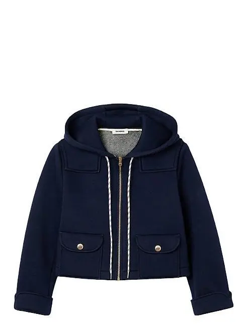 Sandro Hooded Side-pocket Woven Jacket - Navy Blue