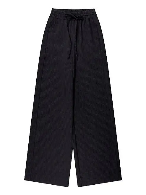 RO&ZO Pinstripe Wide-leg Stretch-woven Trousers - Grey