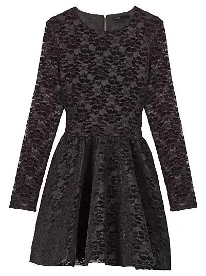Maje Flared Long-sleeve Mini Dress - Black