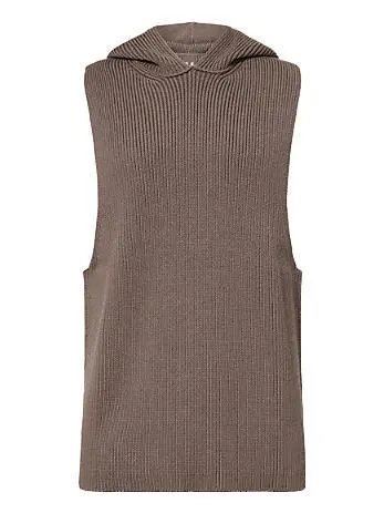 Rick Owens Ribbed Sleeveless Wool Knitted Tank Top - Darkdust