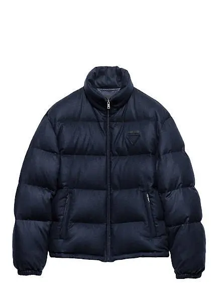 Prada Logo-embellished Padded Cashmere Jacket - Blue