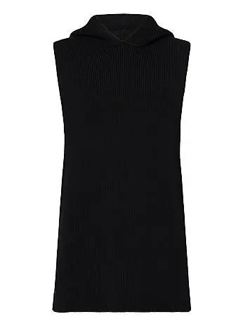 Rick Owens Ribbed Sleeveless Wool Knitted Tank Top - Black