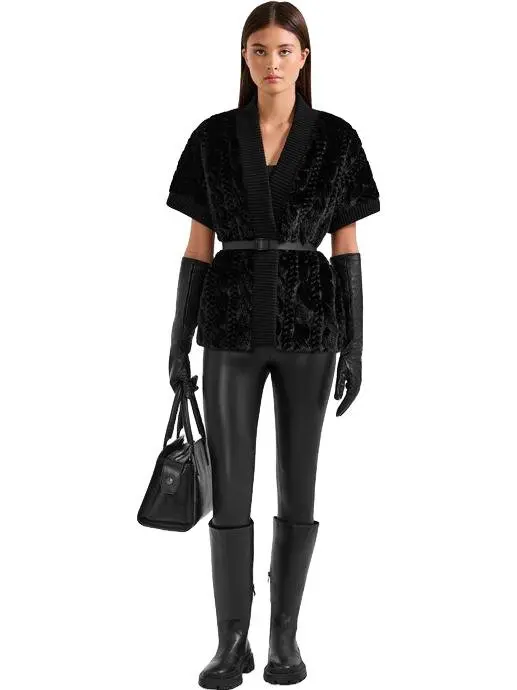 Rudsak Mendota F Faux Fur Wrap Top - Black