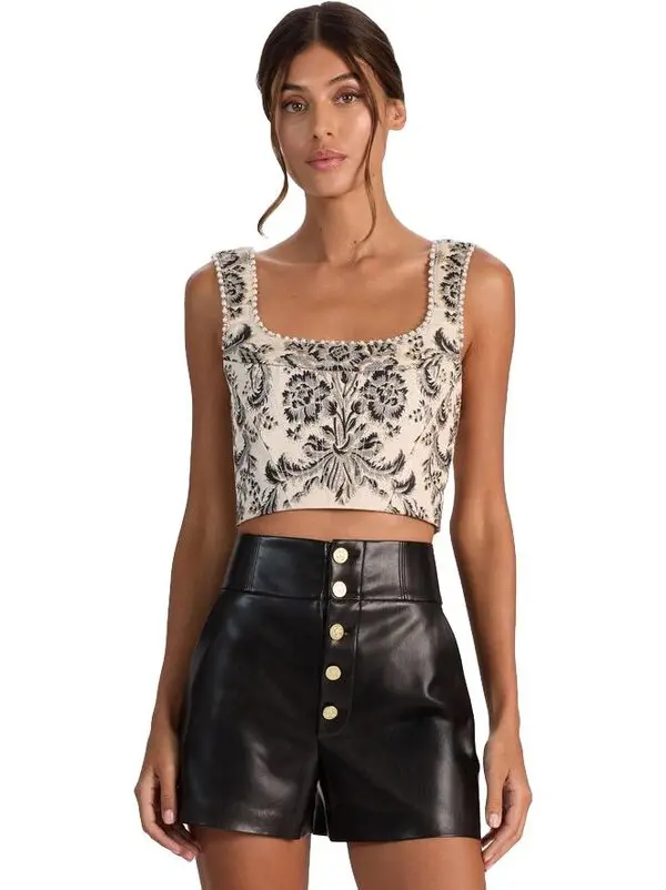Alice + Olivia Guinevere Embellished Bustier - Metallic