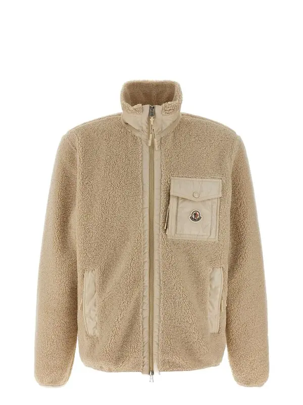 Moncler Teddy-effect Fleece Sweatshirt - Beige