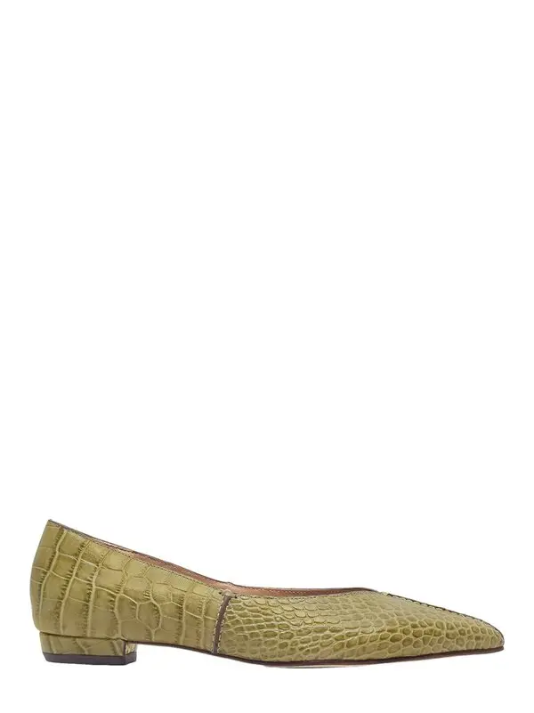 Bernardo Lana Croc-embossed Leather Ballet Flats - Olive Croco