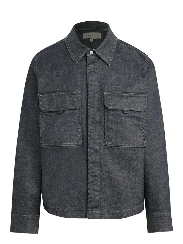 Hudson Jeans Denim Shirt Jacket - Coated Gunmetal