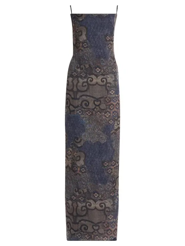 Giorgio Armani Tile-print Silk Column Gown - Multi