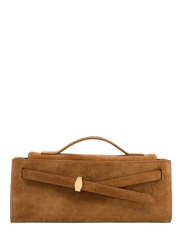 Veronica Beard Dash Belted Suede Clutch - Acorn