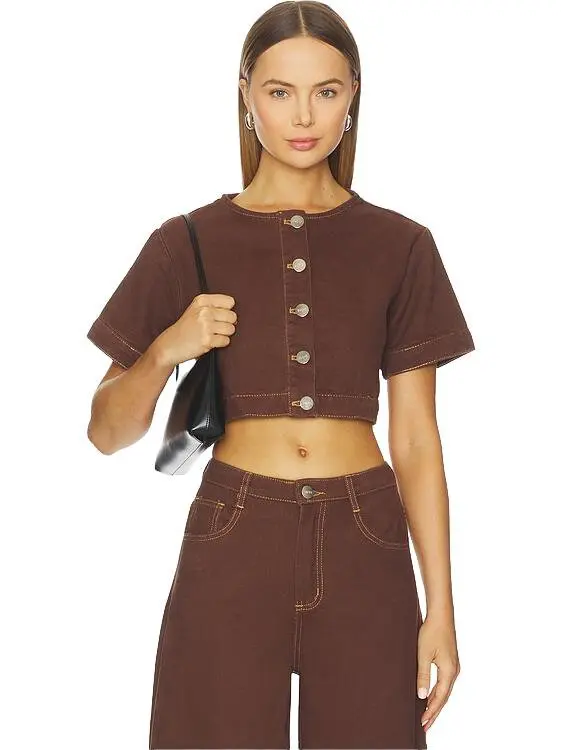 SNDYS Tilla Denim Top - Chocolate