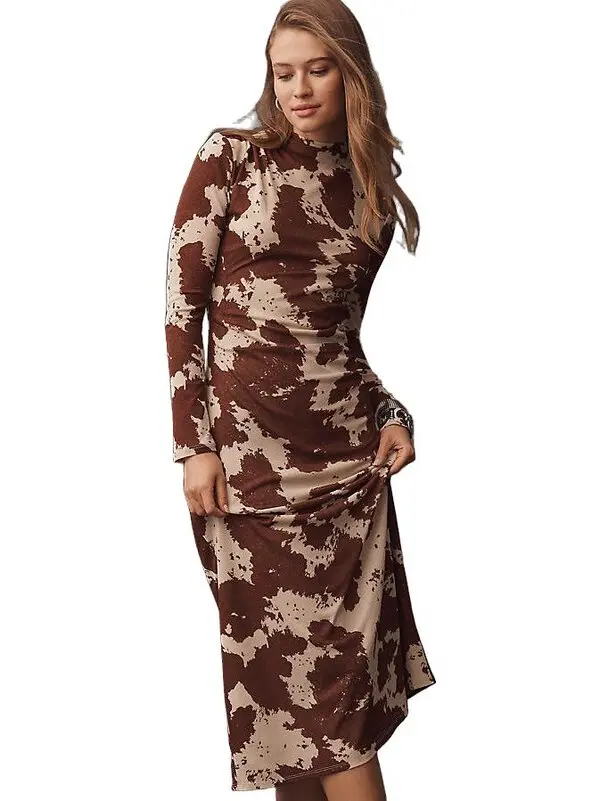 Rails Margaret Long-sleeve Mesh Midi Dress - Cow
