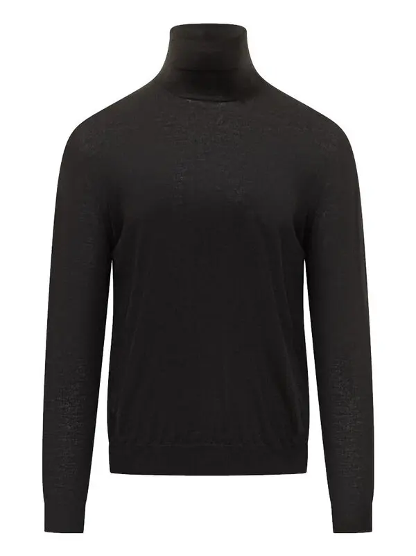 Malo Turtleneck In Lightweight Wool - Black