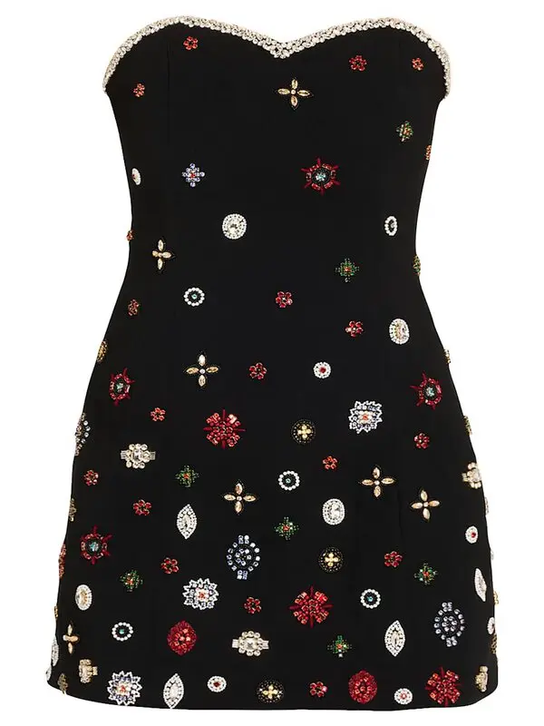 Alice + Olivia Iva Embellished Mini Dress - Black Multi
