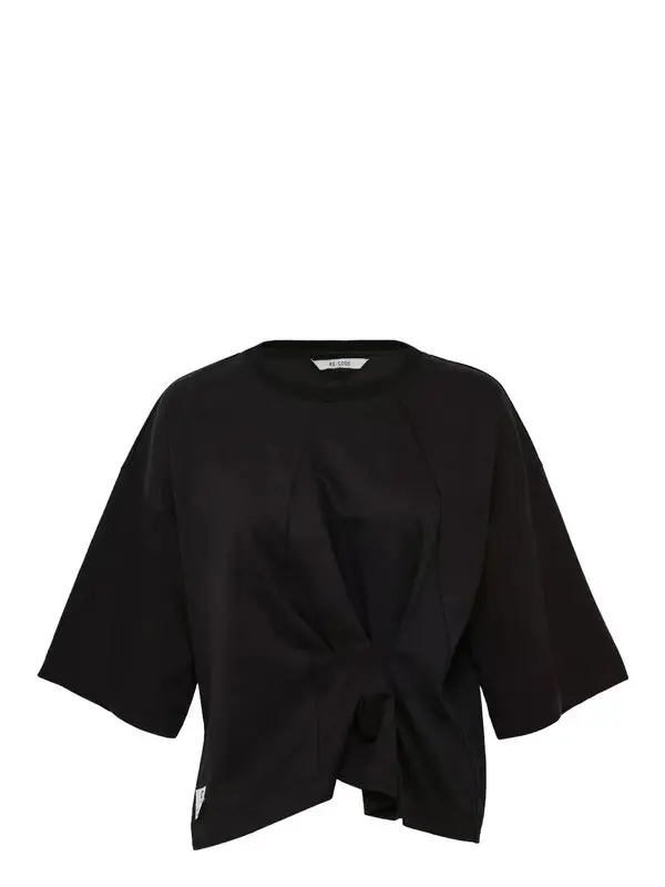 RE CODE Gathered-detail T-shirt - Black