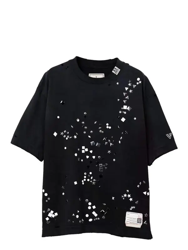 Mihara Yasuhiro Embellished Distressed T-shirt - Black