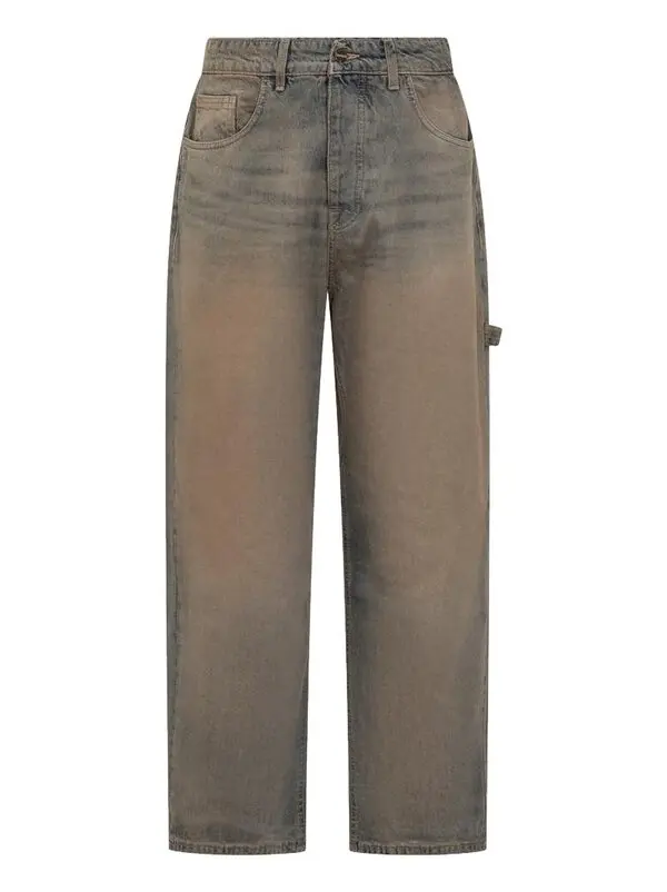BARROW Wide-leg Denim Jeans With Vintage Effect - Blue