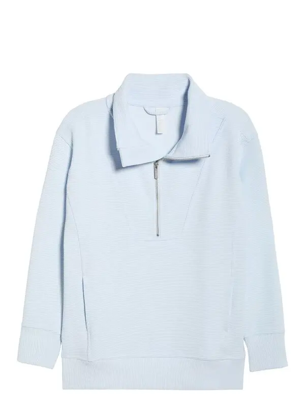 Zella Kickback Rib Half Zip Tunic - Blue Ancient